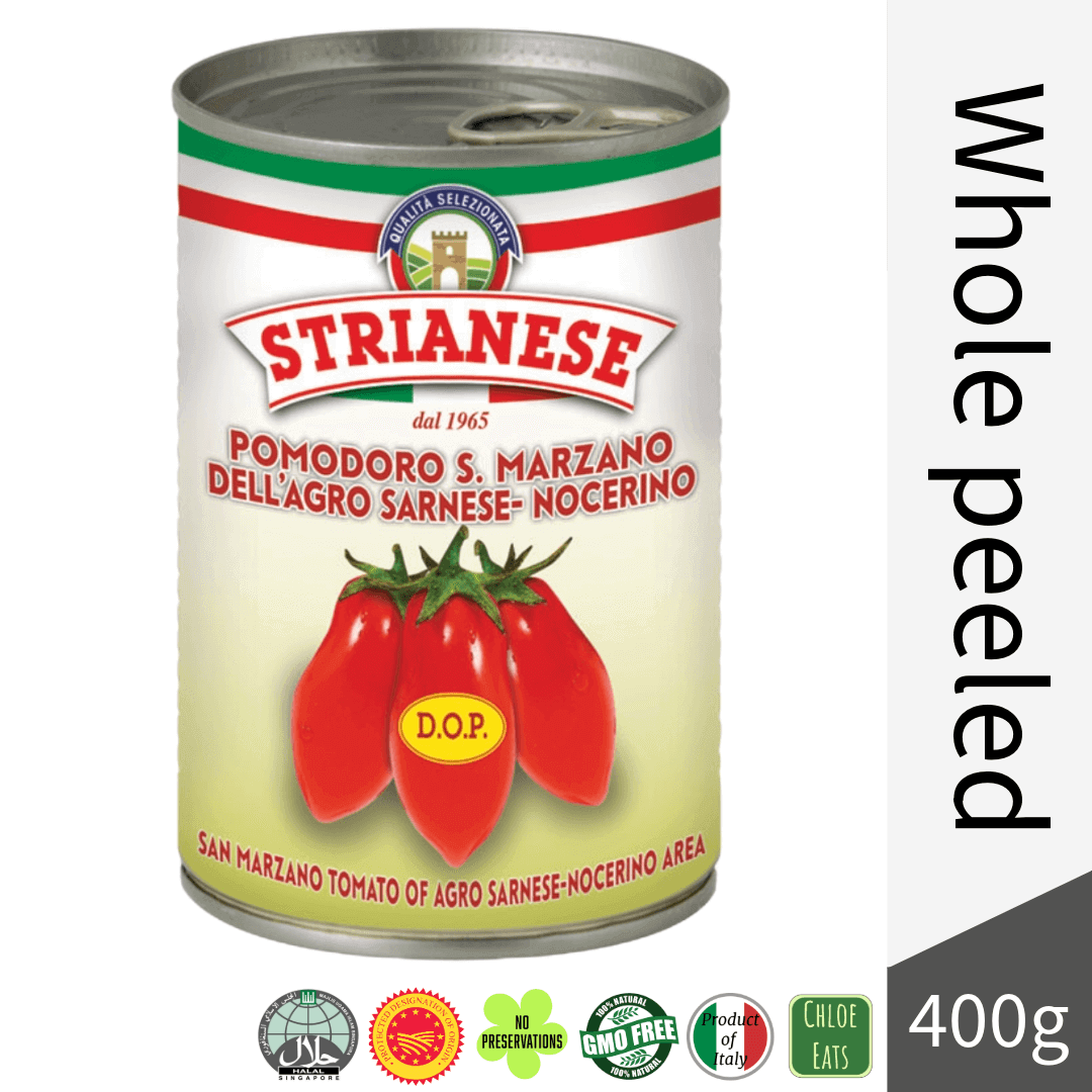 Strianese Pomodori Pelati SAN MARZANO DOP peeled tomatoes — Chloe Eats